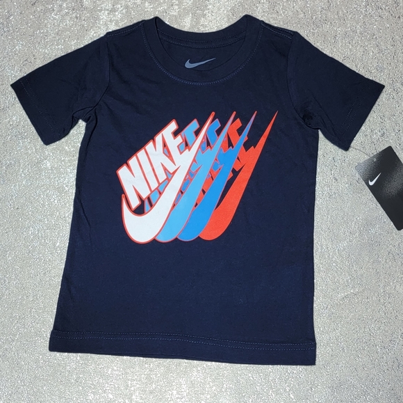 Nike | Shirts & Tops | Nwt Nike Logo Little Boys Navy Blue Shirt Indigo ...